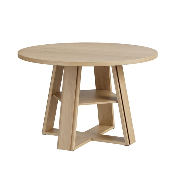 Modern Farmhouse 43'' Round Dining Table with Sturdy Wooden Pedestal ...