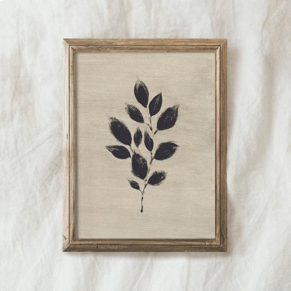 Modern Farmhouse Botanical Art Minimalist Leaf Wall Decor, Unframed ...