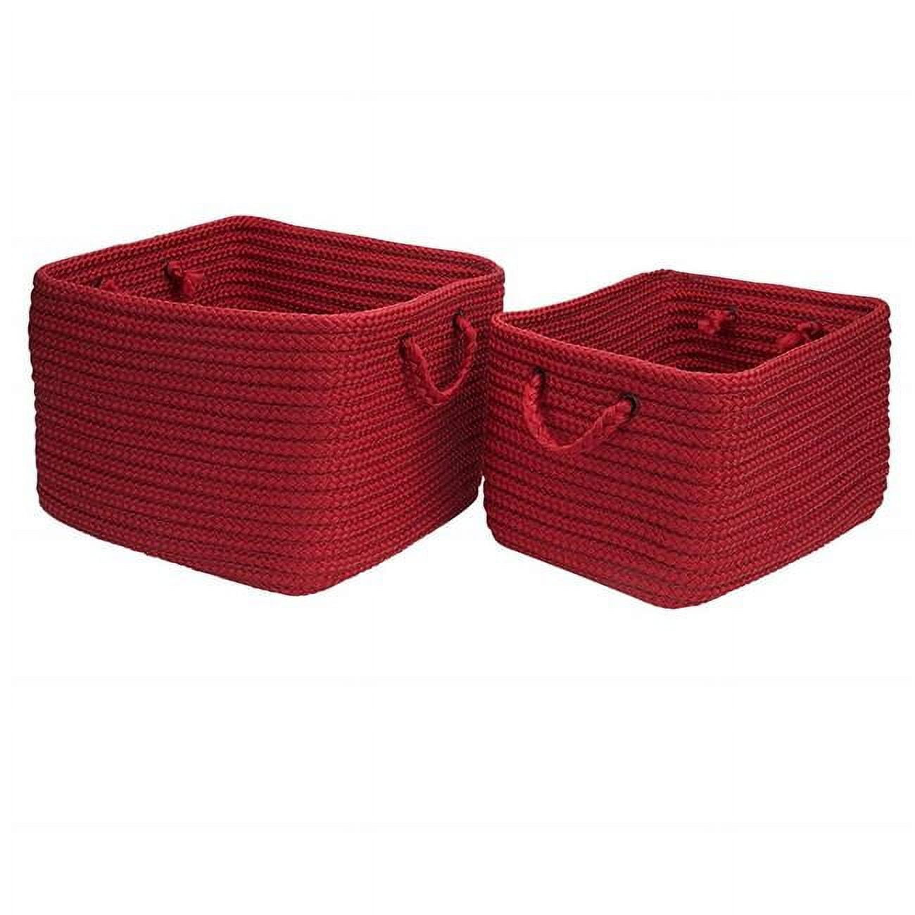 Modern Farmhouse Braided Mudroom Storage Basket, Deep Red - 12 x 10 x 8 ...