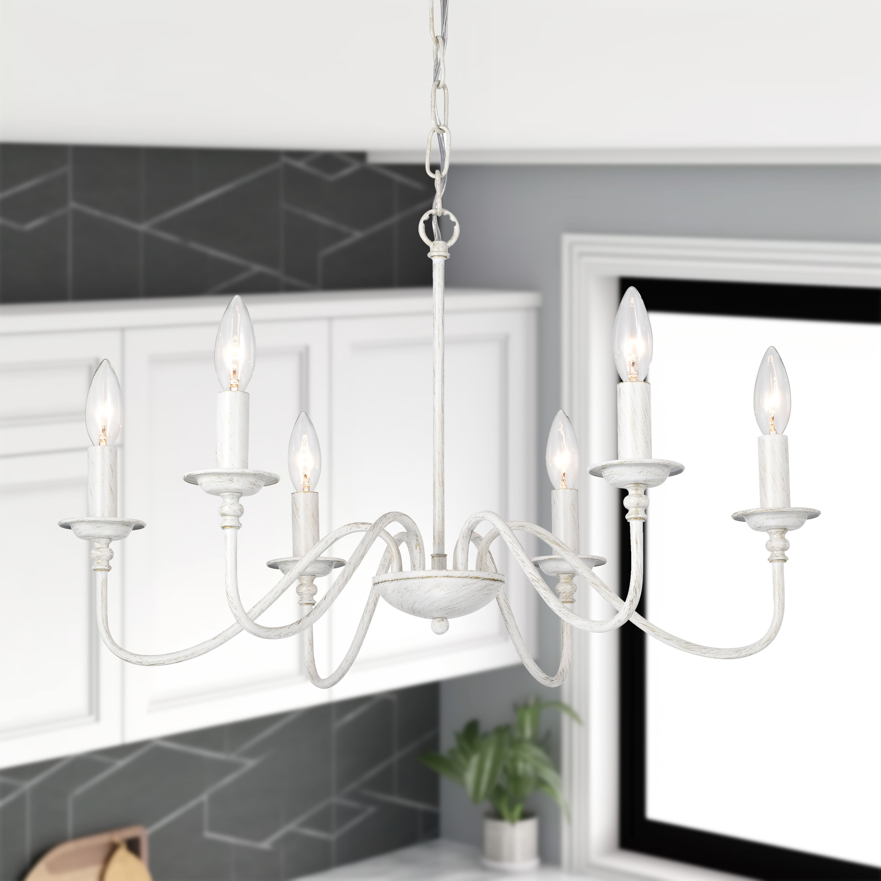 Free Shipping! Modern Farmhouse Chandelier Classic Candle Hanging ...