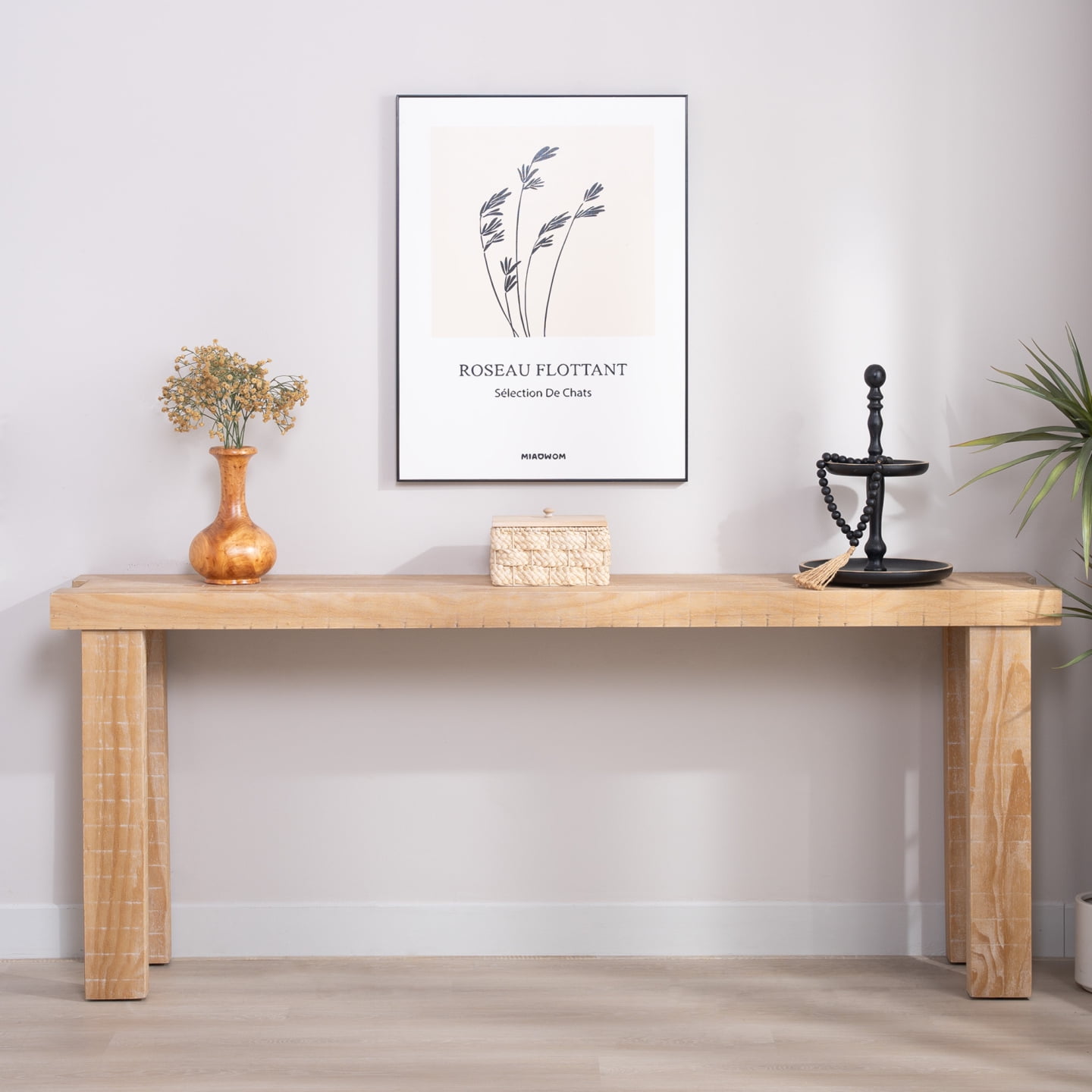 Modern Farmhouse Console Table - 77" Long Narrow Sofa Table with Space ...