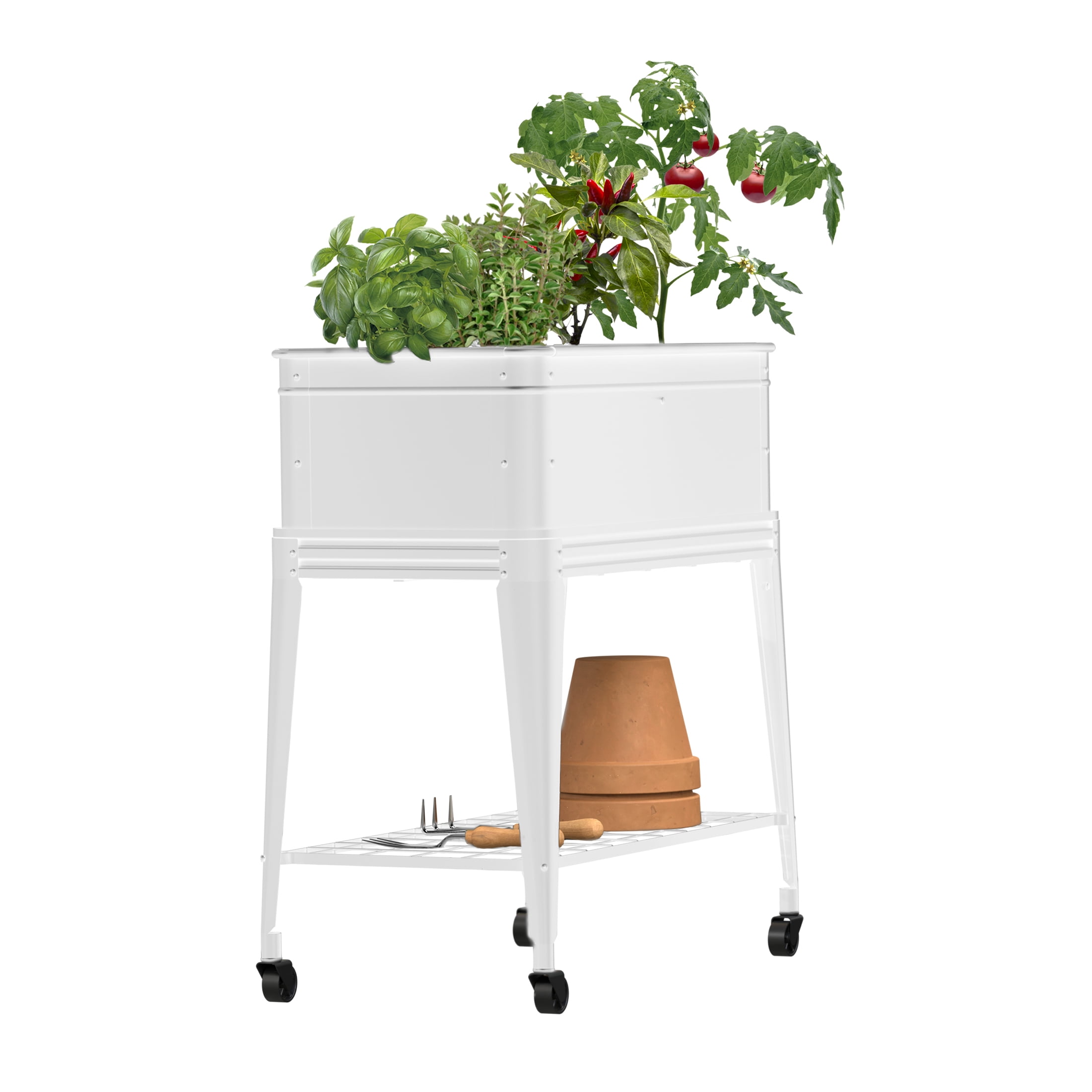 Panacea Modern Farmhouse Elevated Garden Planter with Wheels for ...
