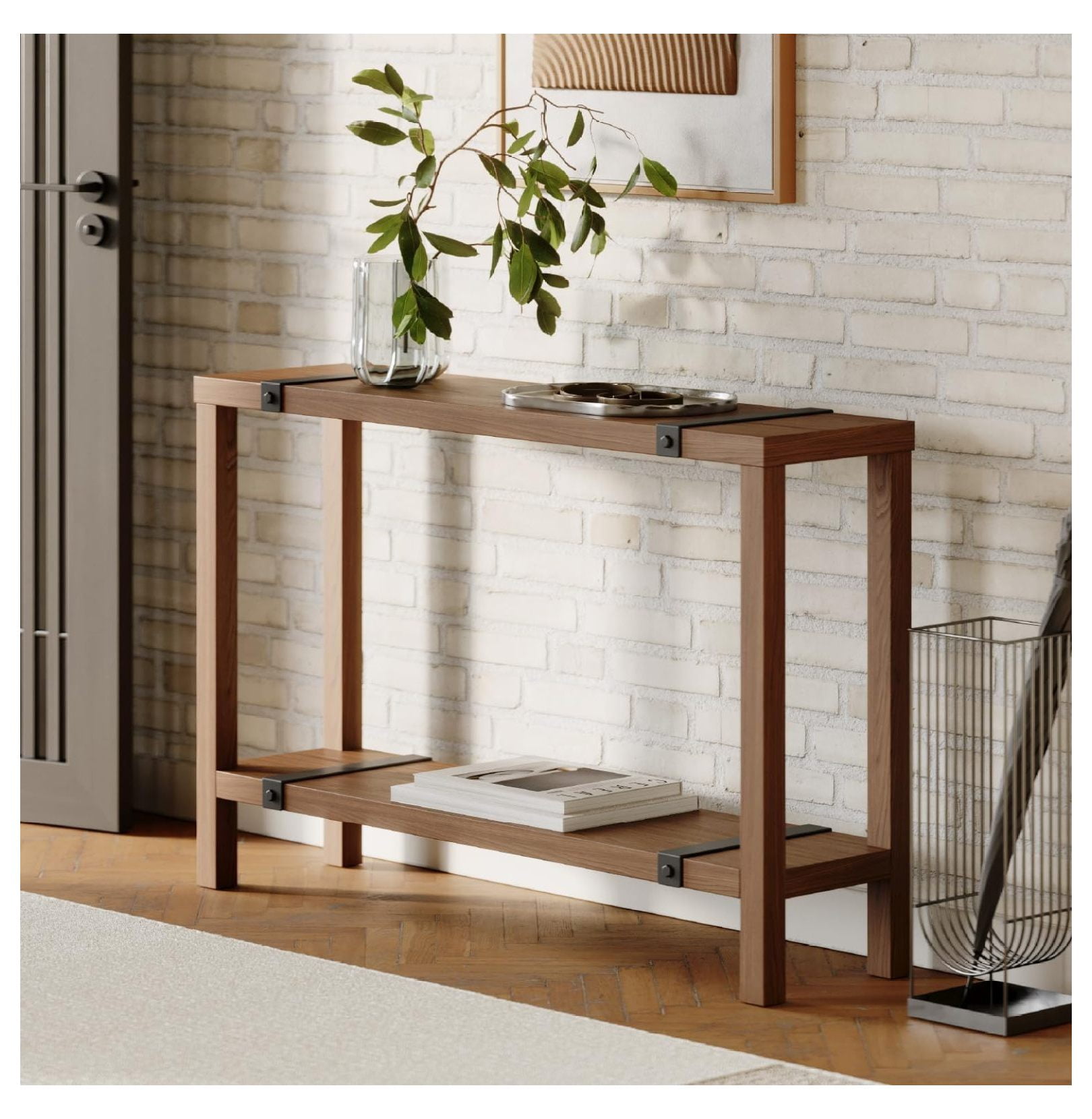 Modern Farmhouse Entryway Table – Skinny Console Table with Storage and ...