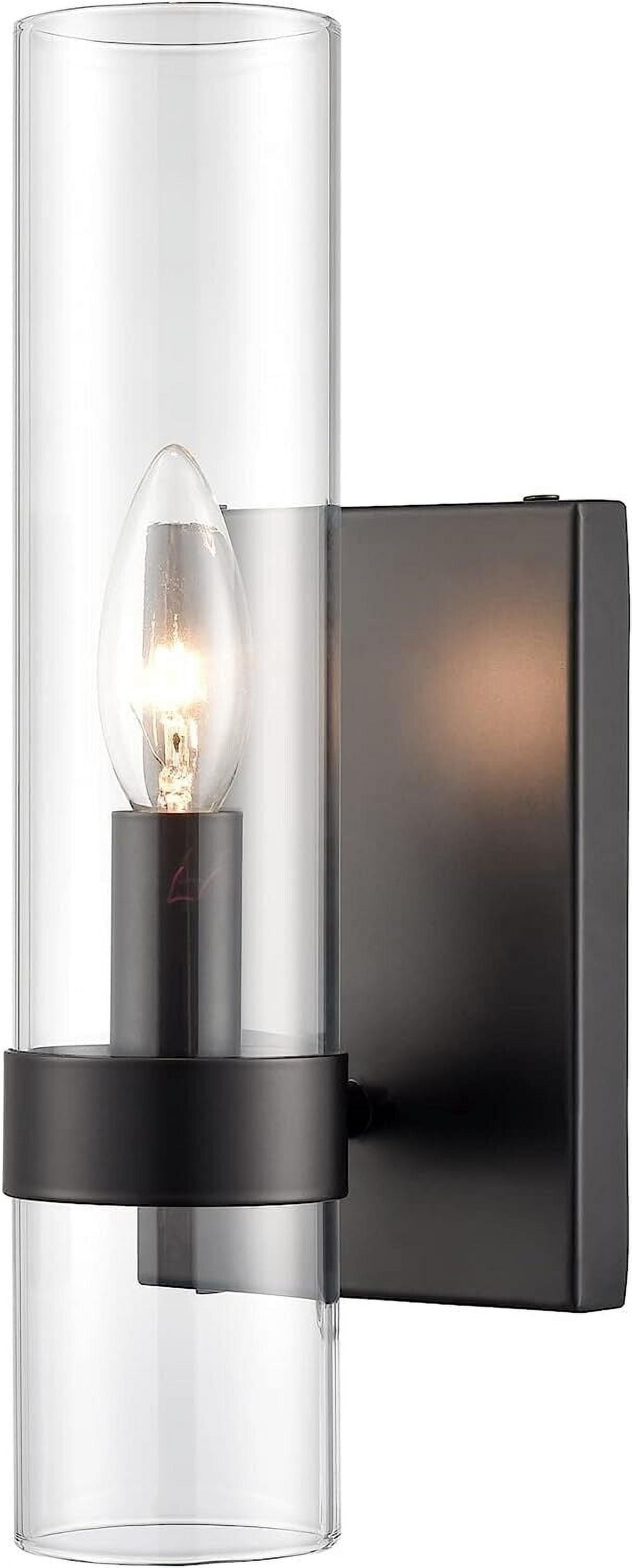 Modern Farmhouse Glass Cylinder Wall Sconce 1-Light Black Bathroom ...
