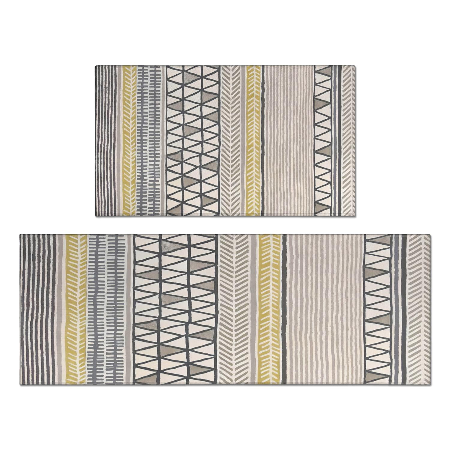 Modern Farmhouse Kitchen Mat Set (2 pcs) - Non-Skid, Absorbent Boho ...