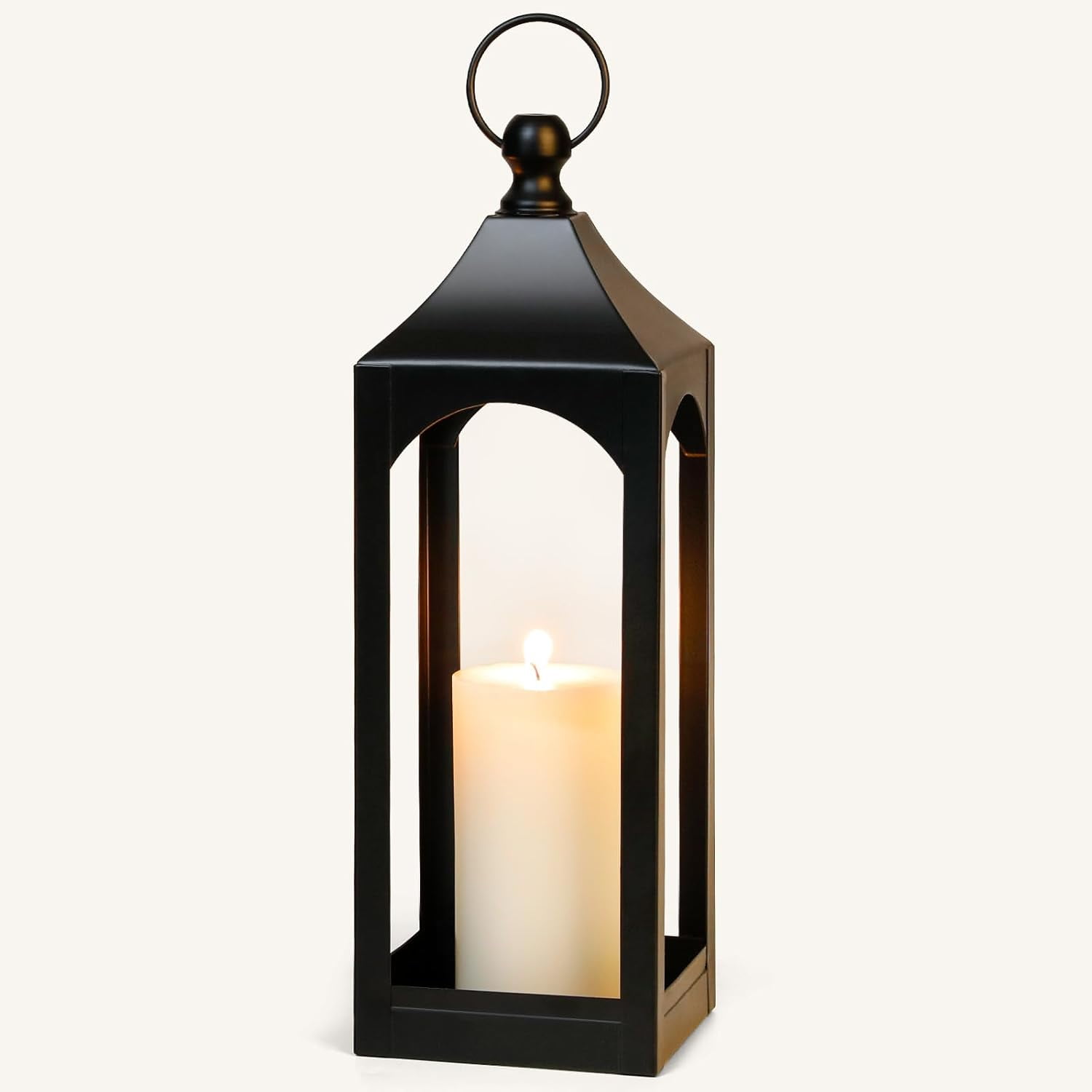 Modern Farmhouse Lantern Decor, Black Metal Decorative Hanging Candle ...