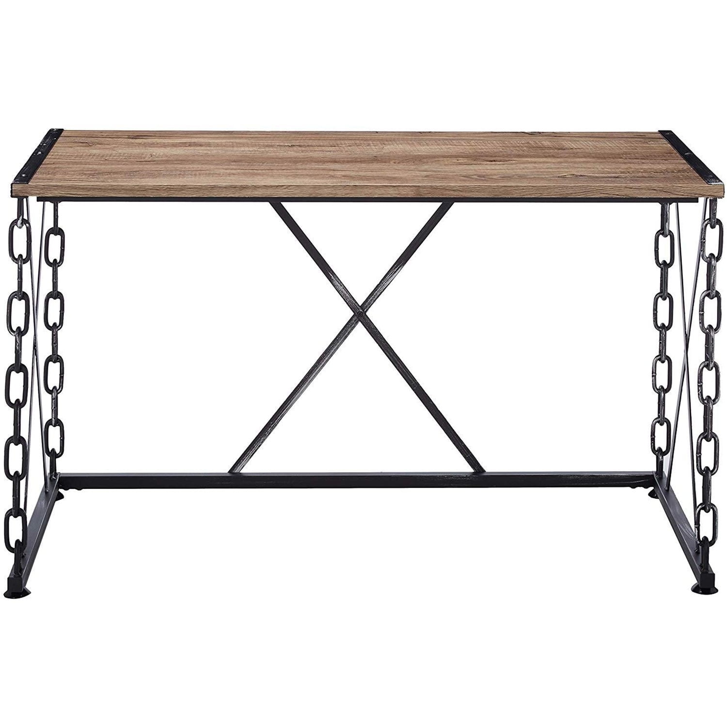 Modern Farmhouse Oak and Black Chain Link Office Desk - Walmart.com