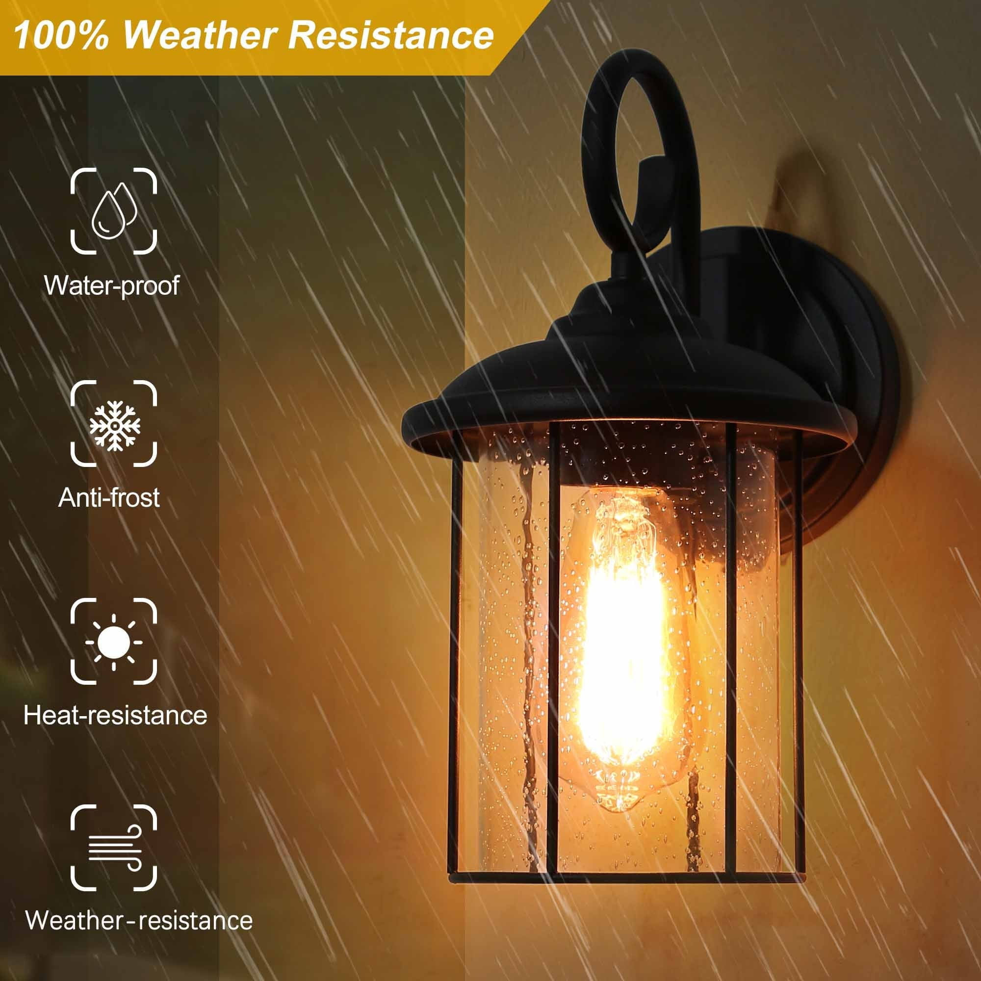 Modern Farmhouse Outdoor Lighting Wall Sconce Black Wall Lantern Glass ...