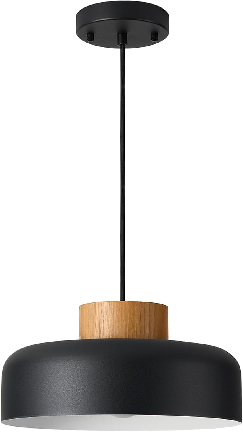 Modern Farmhouse Pendant Lights, 12.6 inch,Natural Wood Cap, Stylish ...