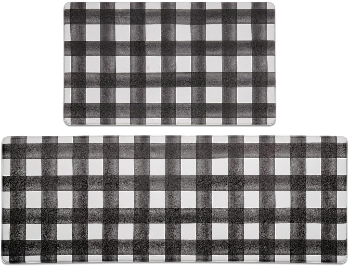 Modern Farmhouse Plaid 2 Piece Set Kitchen Mats for Floor Anti Fatigue ...