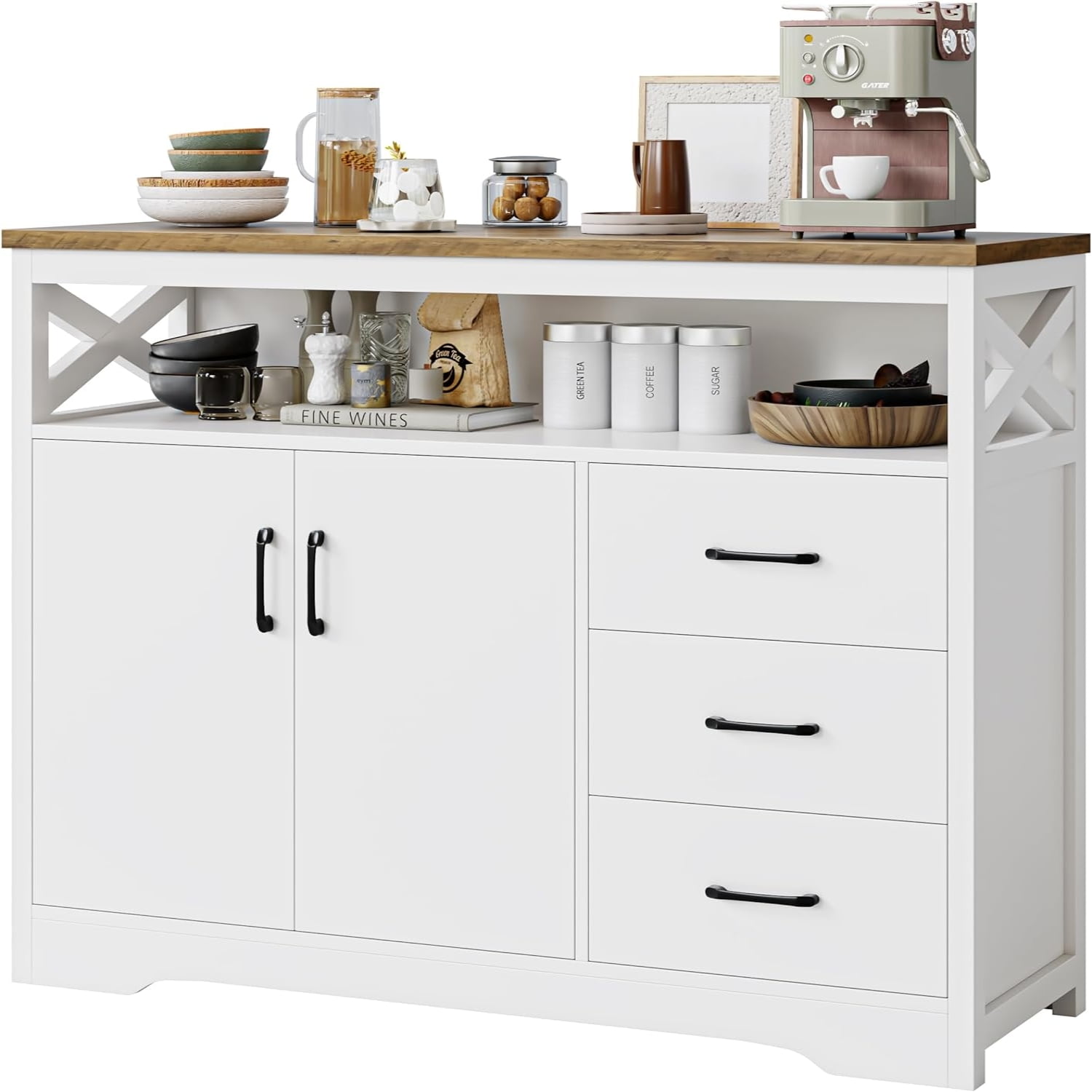 Modern Farmhouse Sideboard Buffet Cabinet Kitchen Buffet Cabinet with ...