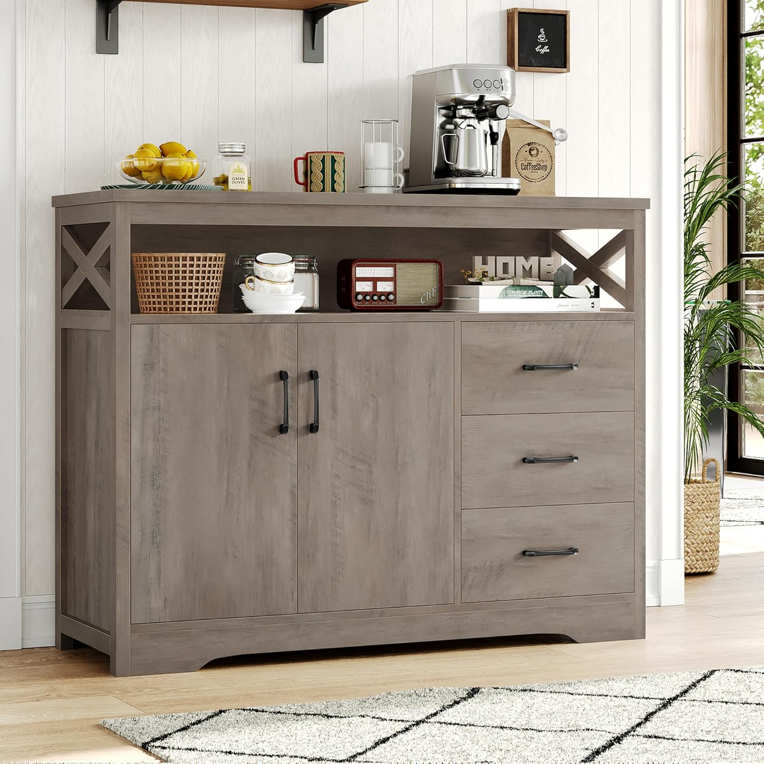 Modern Farmhouse Sideboard Buffet Cabinet Kitchen Buffet Storage ...
