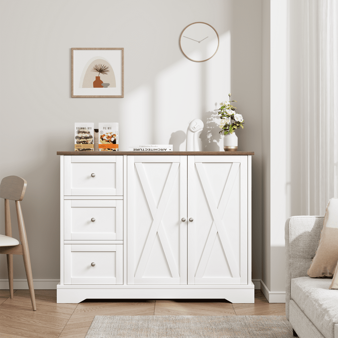 Modern Farmhouse Sideboard Buffet Cabinet, Storage Cabinet with Doors ...