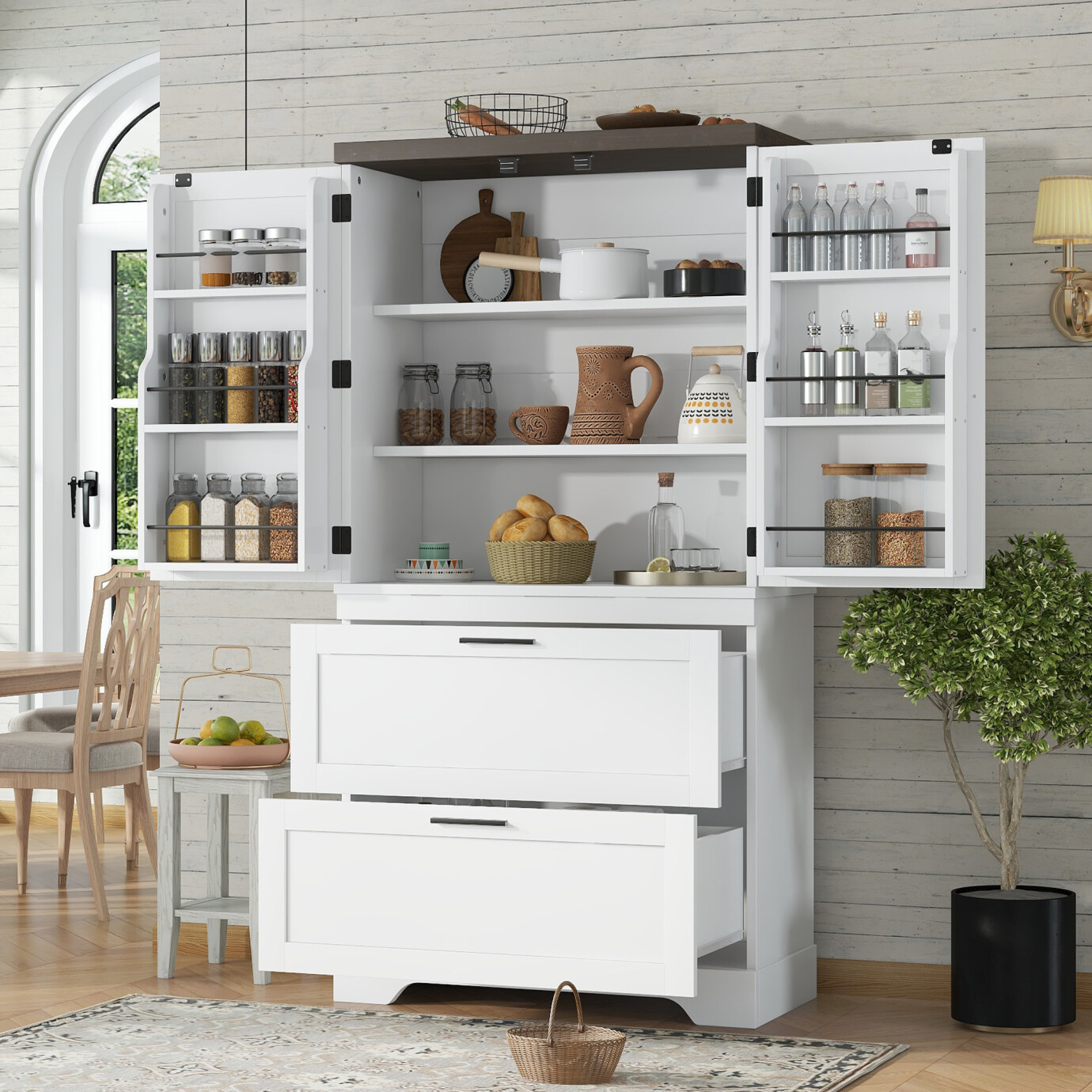 Modern Farmhouse Style Storage Cabinet with X-Shaped Barn Door ...