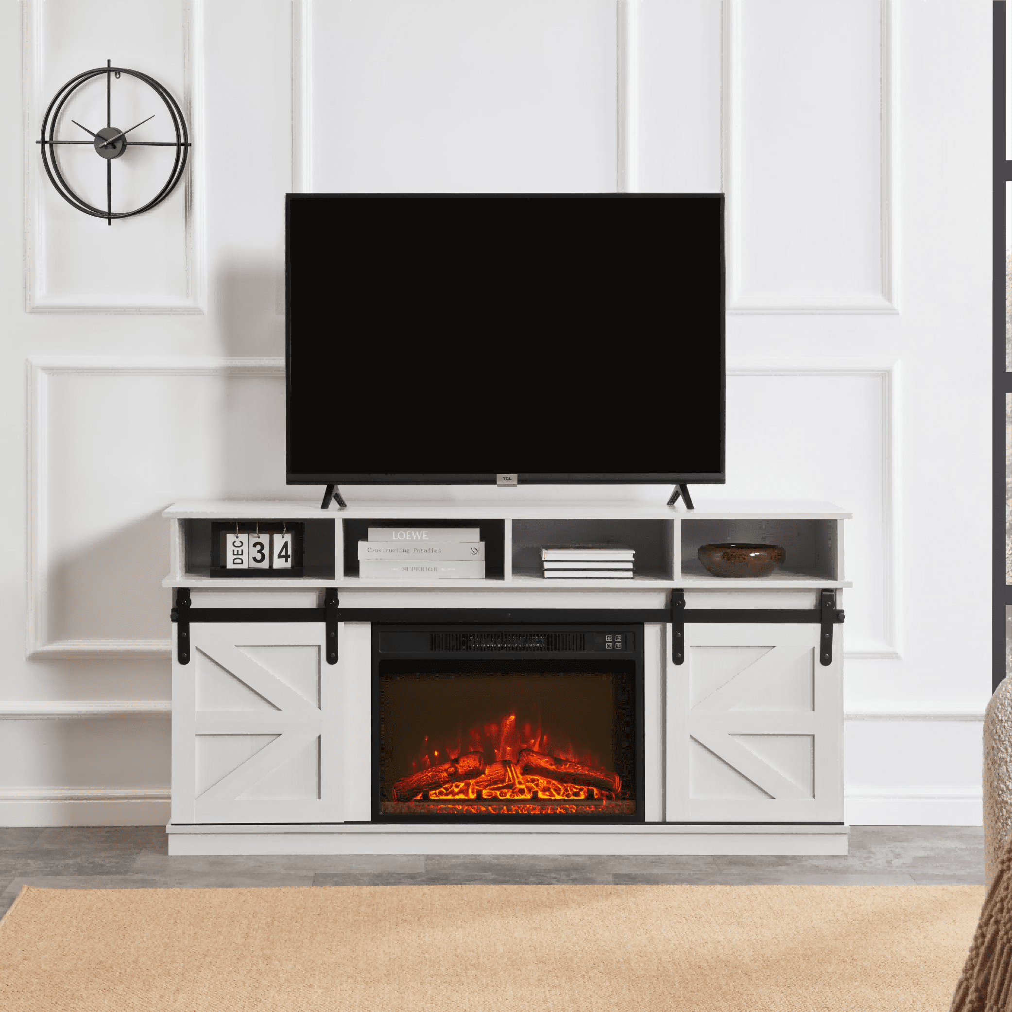 Modern Farmhouse TV Media Stand, Large Barn Inspired Home Entertainment ...