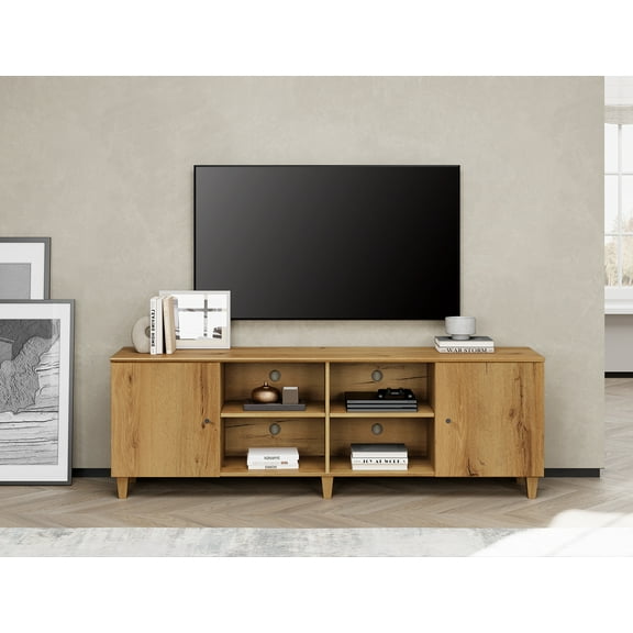 69" Fluted TV Stand, Mid Century Modern TV Stand Fits TVs Up to 75 ...