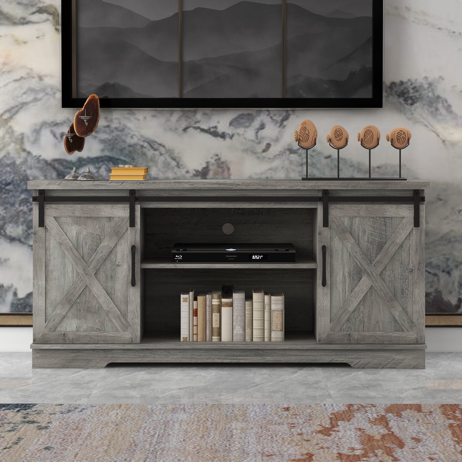 Modern Farmhouse TV Stand for TVs Up to 65", Entertainment Center with ...