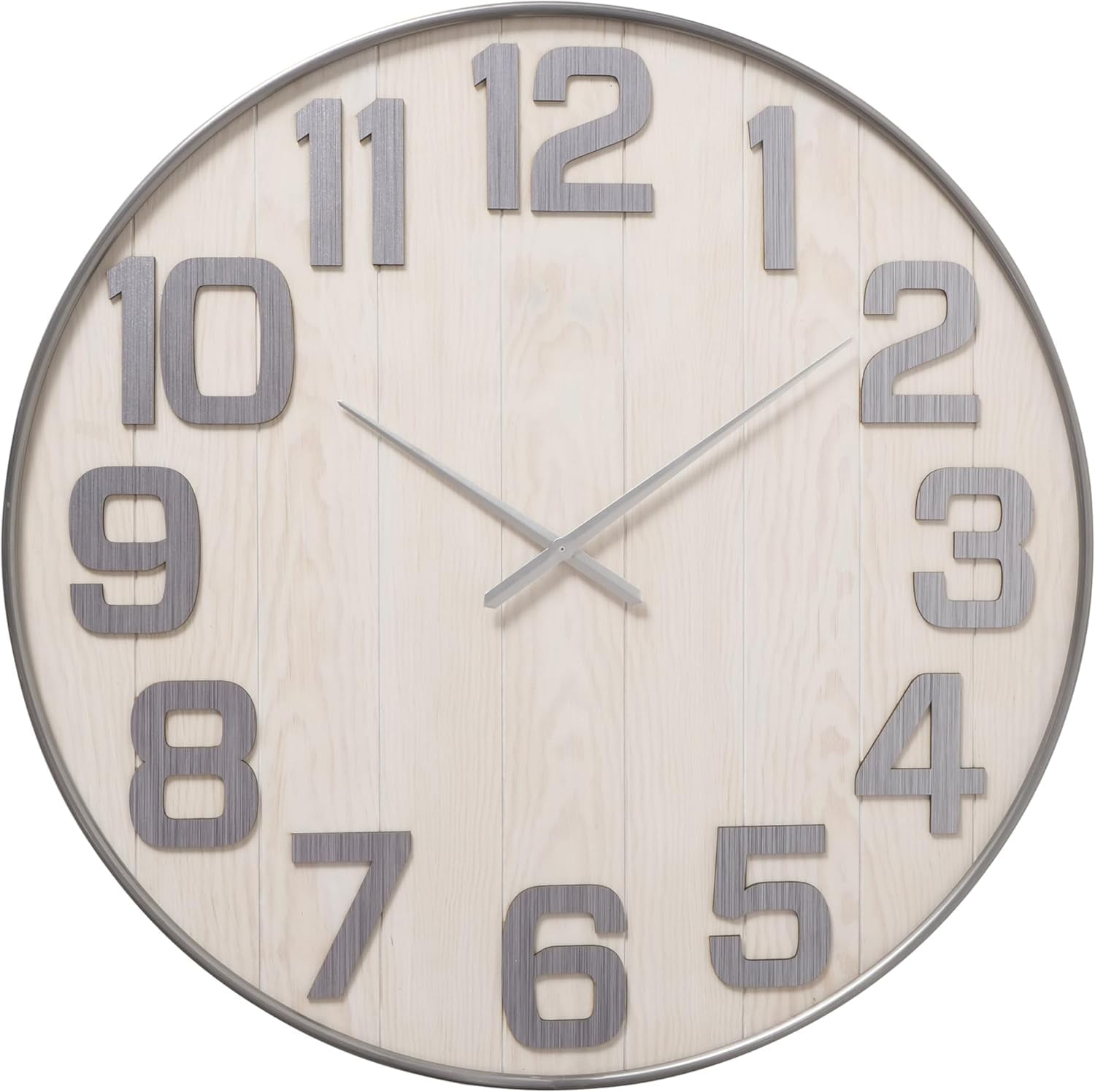 Modern Farmhouse Wall Clock, Neutral Colors, White Wood Panel Face and ...