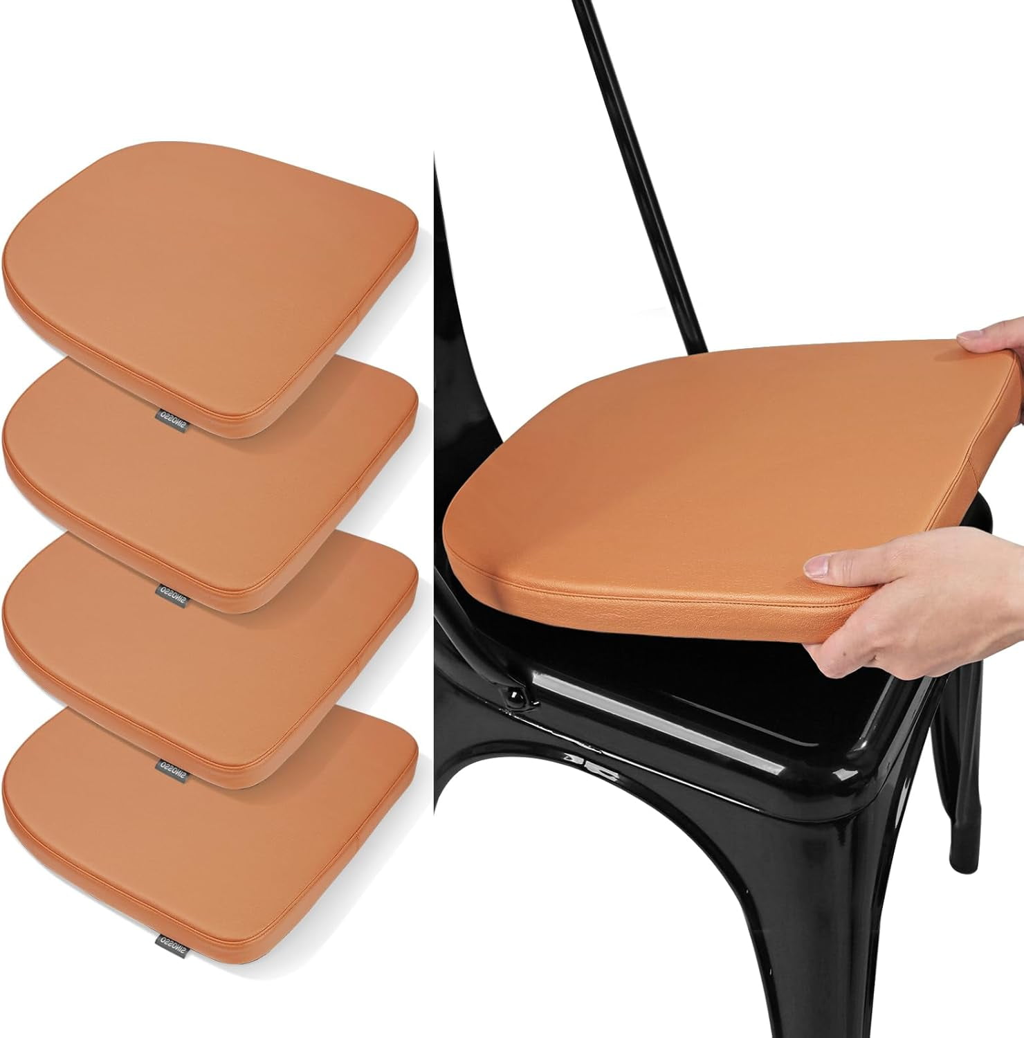 Modern Faux Leather 14" Metal Chair Cushions Set of 4, Leathaire ...