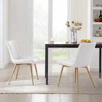 HomePop Channel Back Dining Chair with Metal Legs, Carmel Faux Leather ...