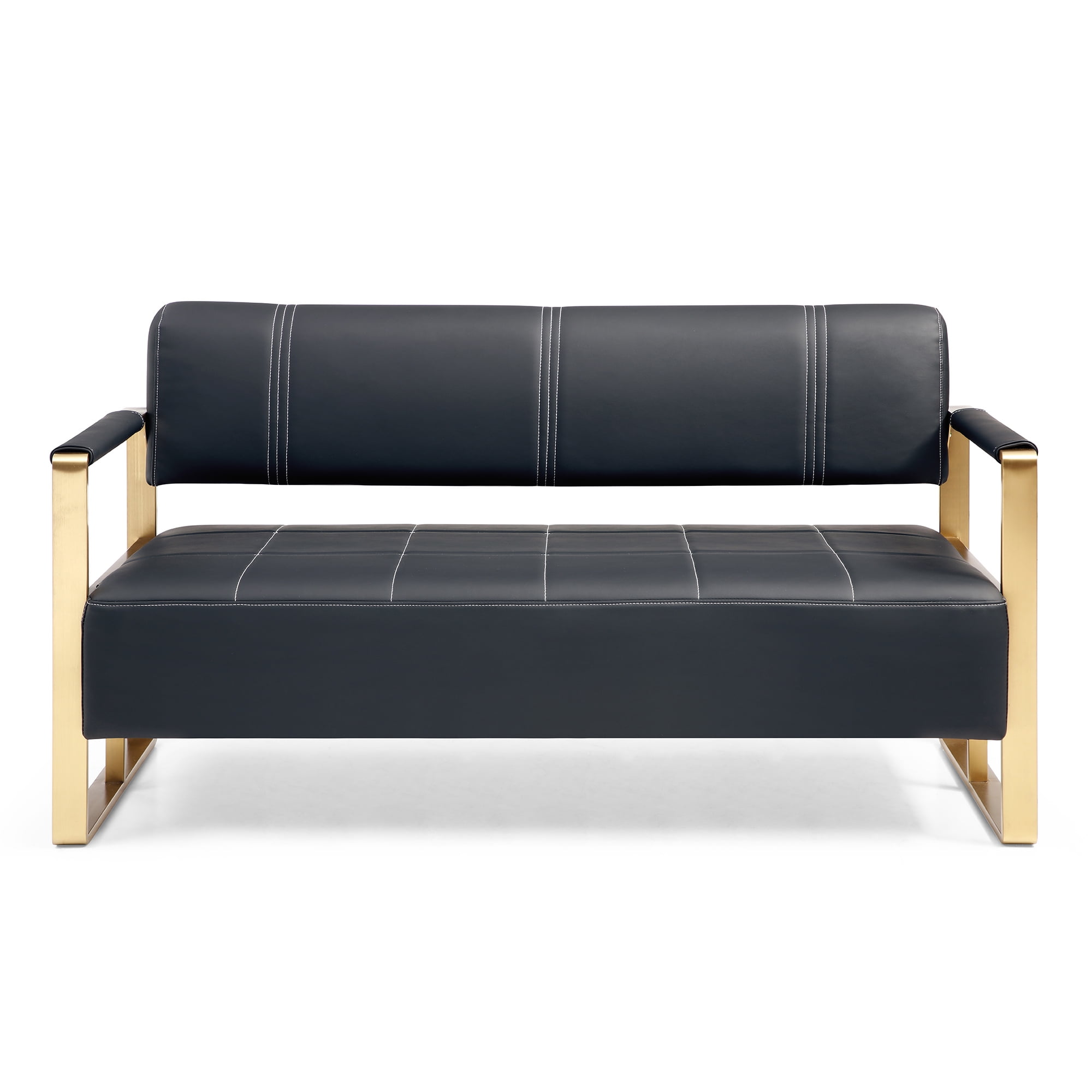 Modern Faux Leather Loveseat, 2 Seater Small Sofa Couch for Living Room ...
