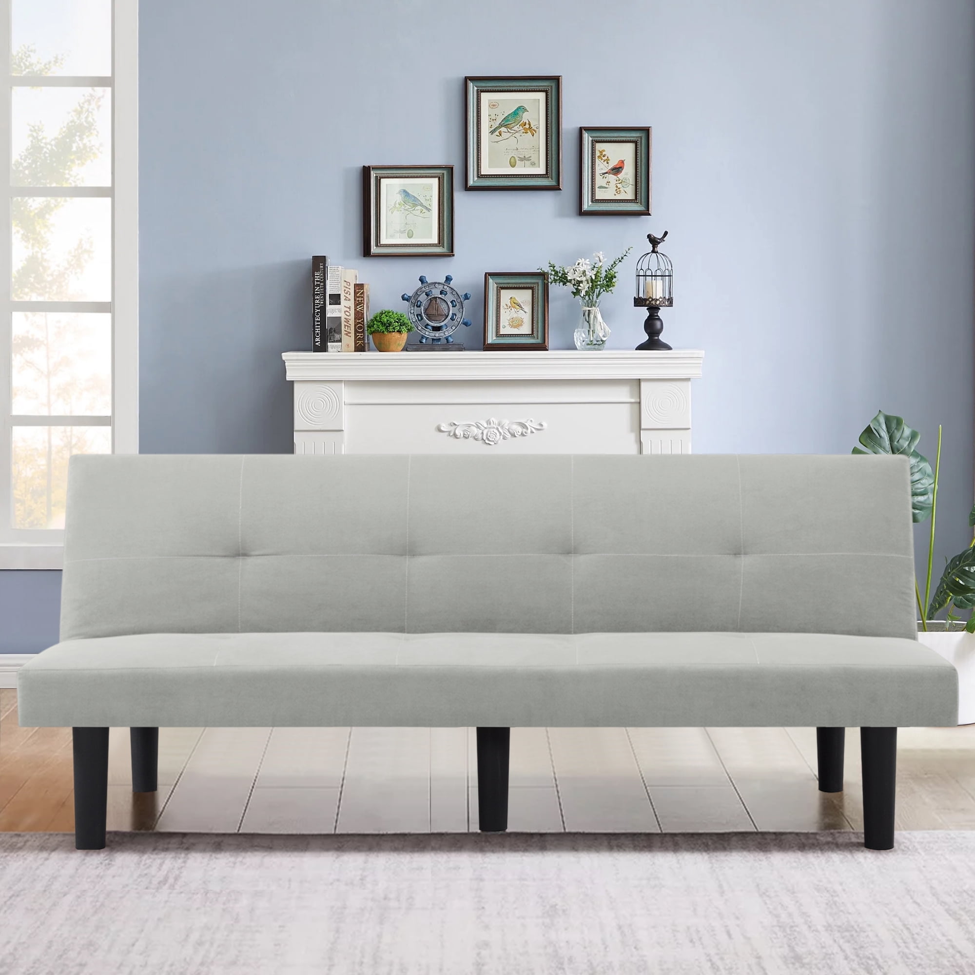 Modern Faux Suede Futon Sofa Bed,70" Convertible Sleeper Sofa Bed with ...