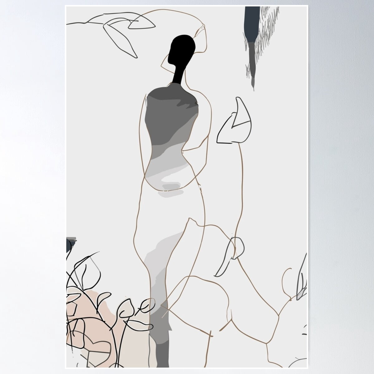 Modern Femine Wall Art Minimalist One Line Poster Wall Art, Modern Wall ...