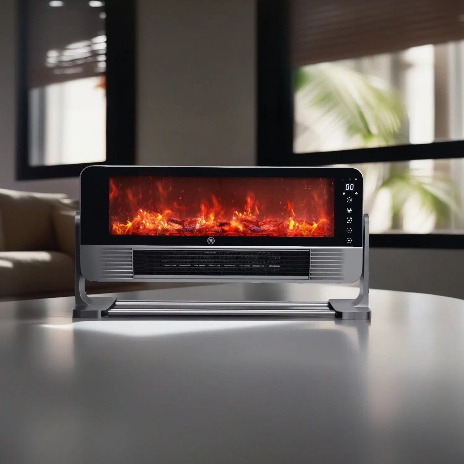 Modern Fireplace Heater Warm Fan Floor Wall-Mounted Simulation Flame ...