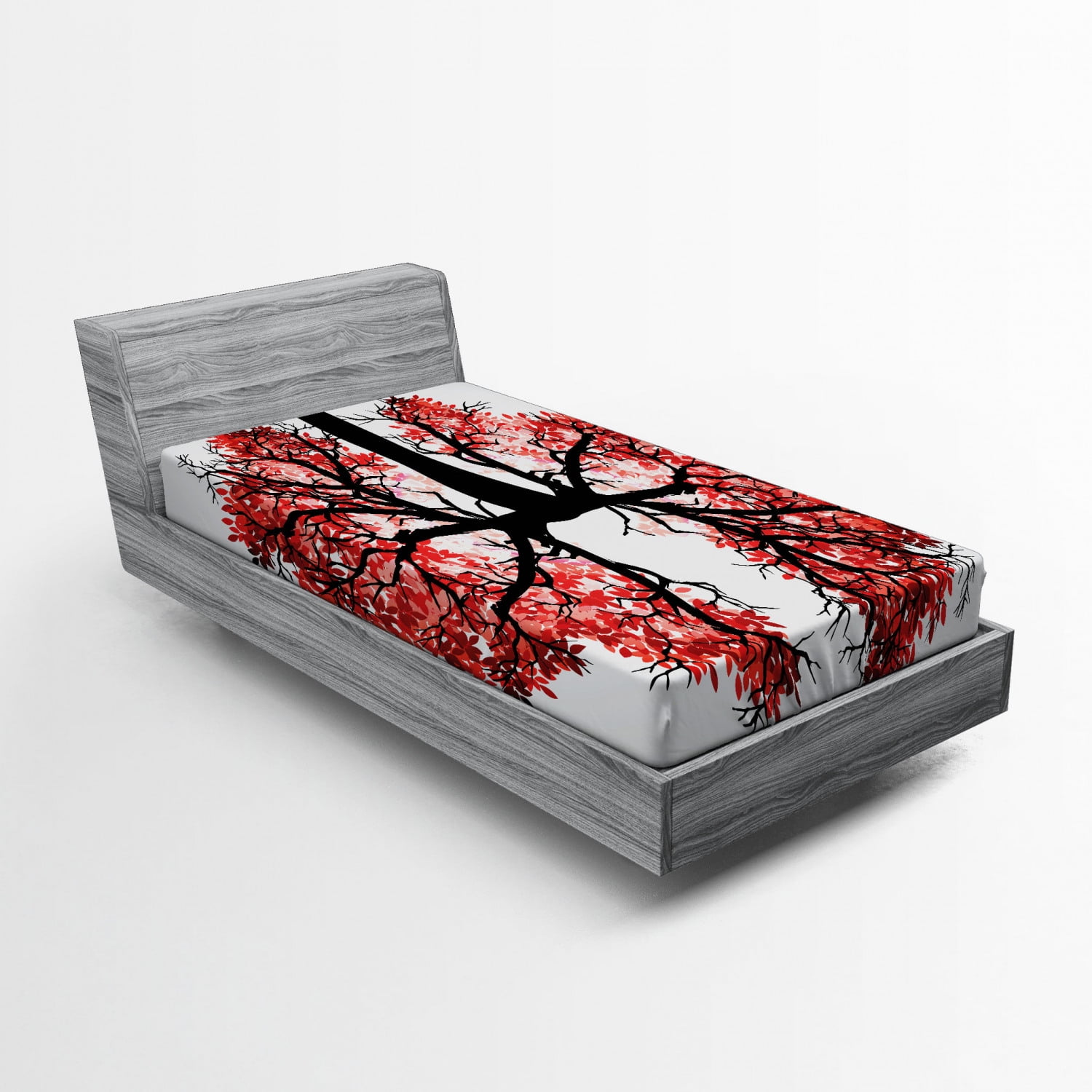 Modern Fitted Sheet, Eco Environment Themed Human Lung Shaped Floral ...