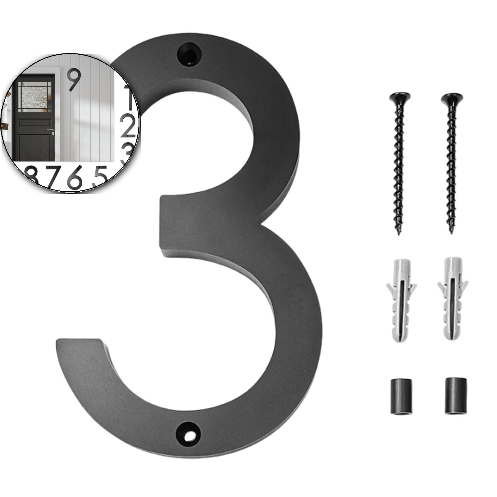 Modern Floating Acrylic House Number, 6 Inch Digital Door Display Sign ...