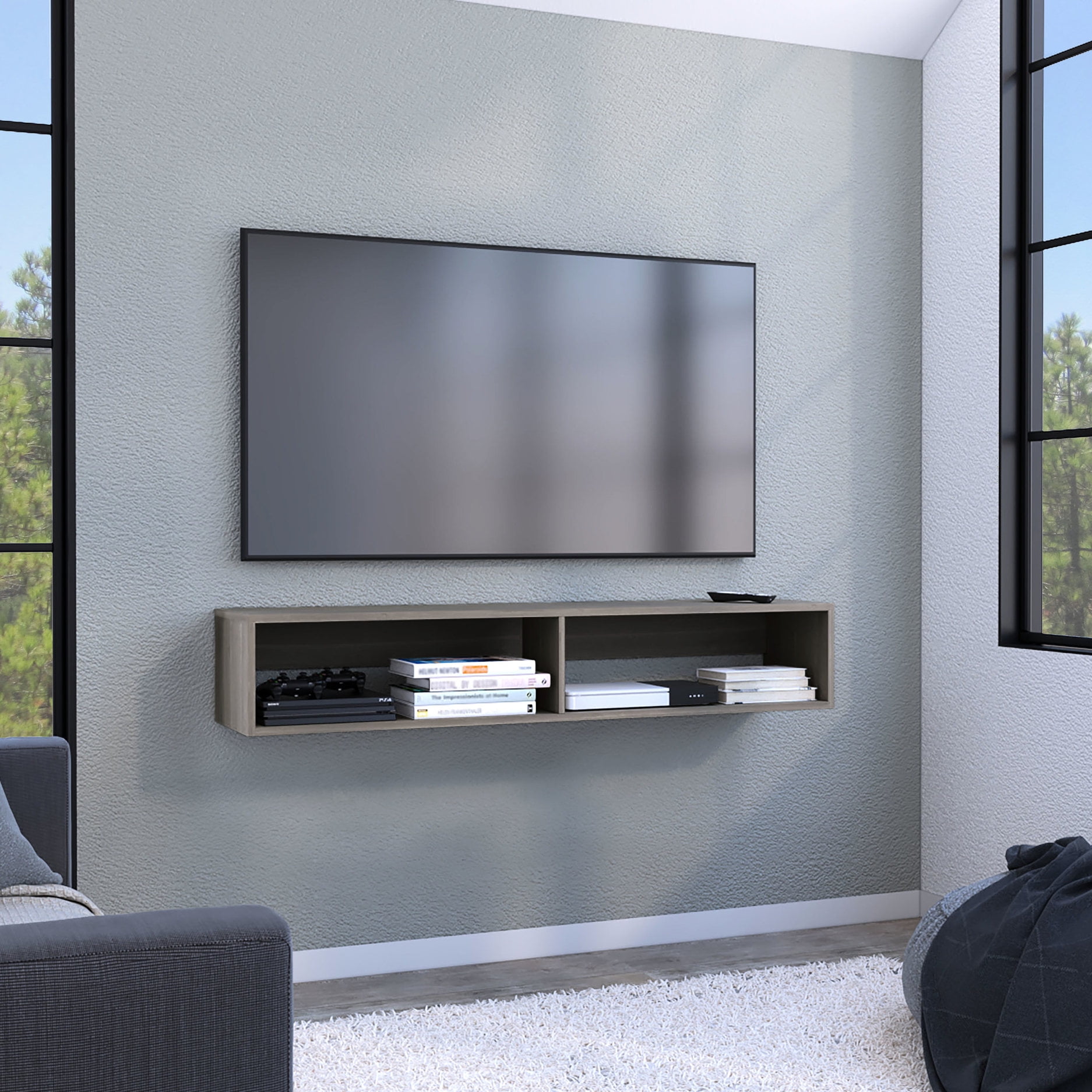 Modern Floating TV Stand | Storage for Router, DVDs and Remote Controls ...