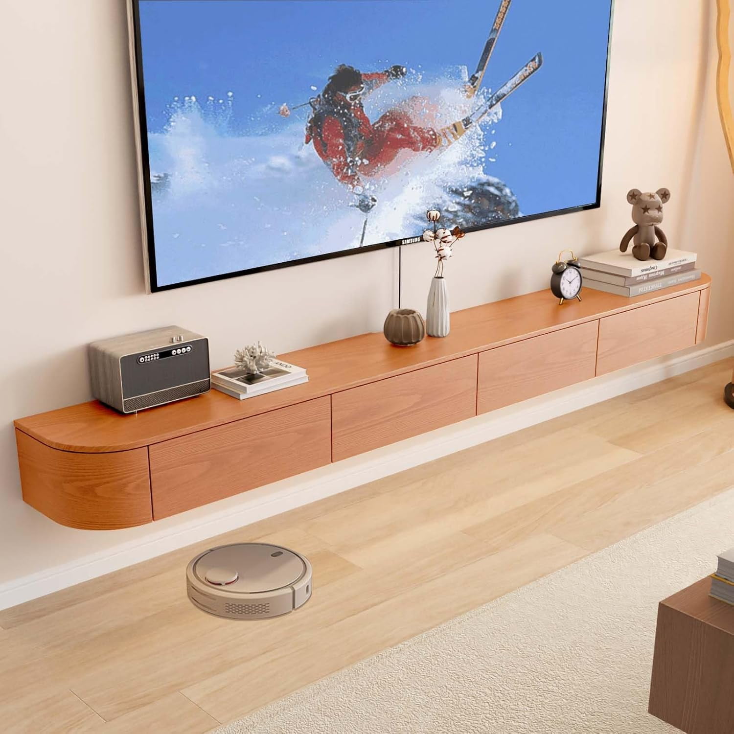 Modern Floating TV Stand | Wall-Mounted Entertainment Console with Flip ...