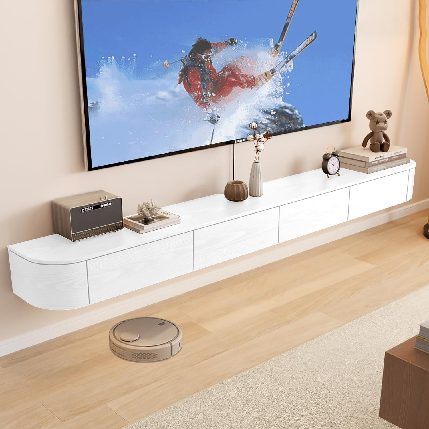 Modern Floating TV Stand | Wall-Mounted Entertainment Console with Flip ...
