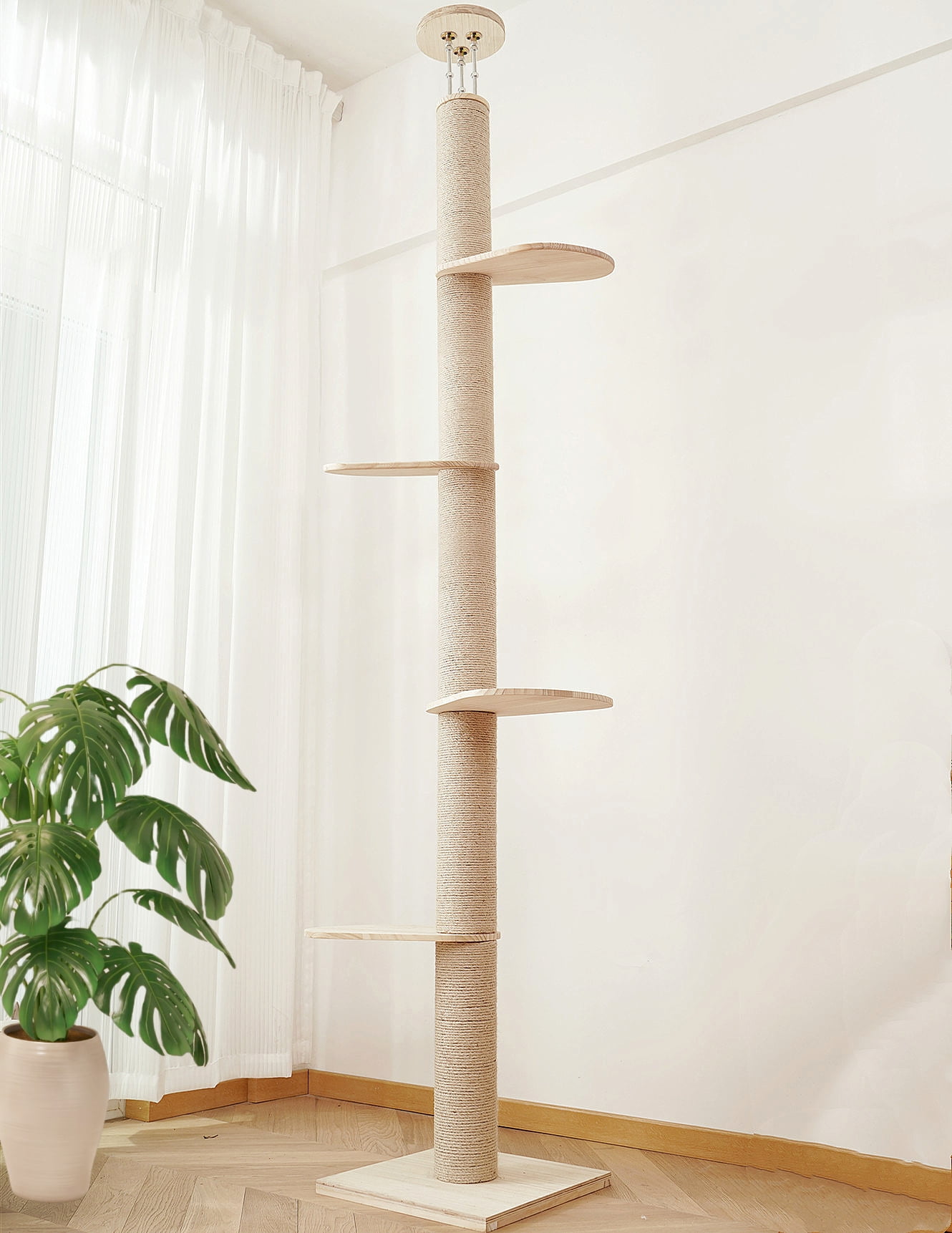 Modern Floor to Ceiling Cat Trees for Kittens＆Big Cats with Natural ...