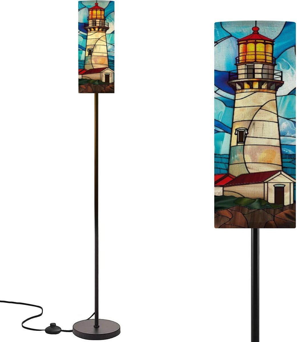Modern Floor Lamp for Living Room Lighthouse Stained Glass Window ...