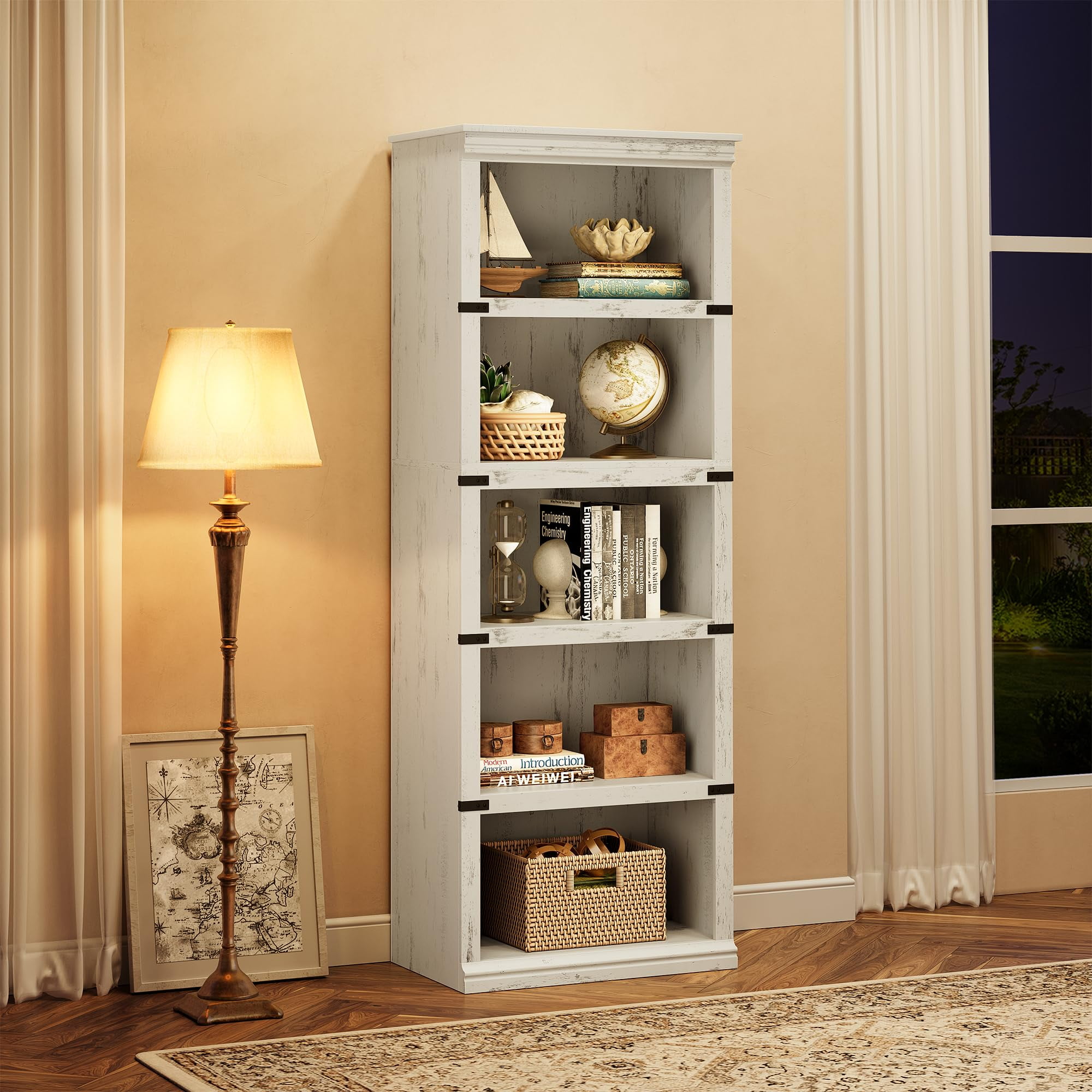 Modern Floor Standing Display Storage Shelves, Wide Freestanding Wooden ...