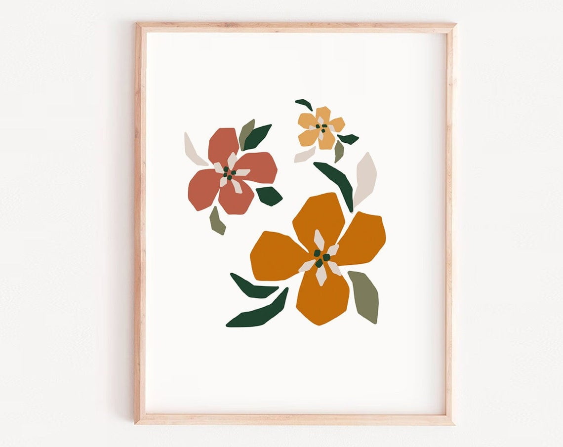 Modern Floral Print, Home Wall Decor, Earthy Floral, Botanical Paint ...