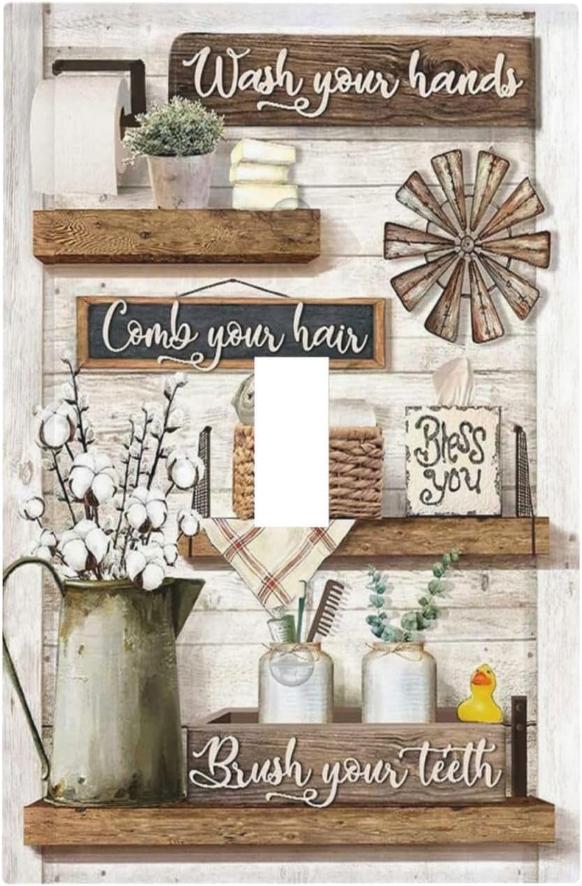 Modern Floral Rustic Flower Plaid 1 Gang Rocker/Decora Outlet Light ...