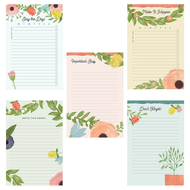Modern Floral Sticky Note Assortment / 4" x 6" Repositionable Sticky ...