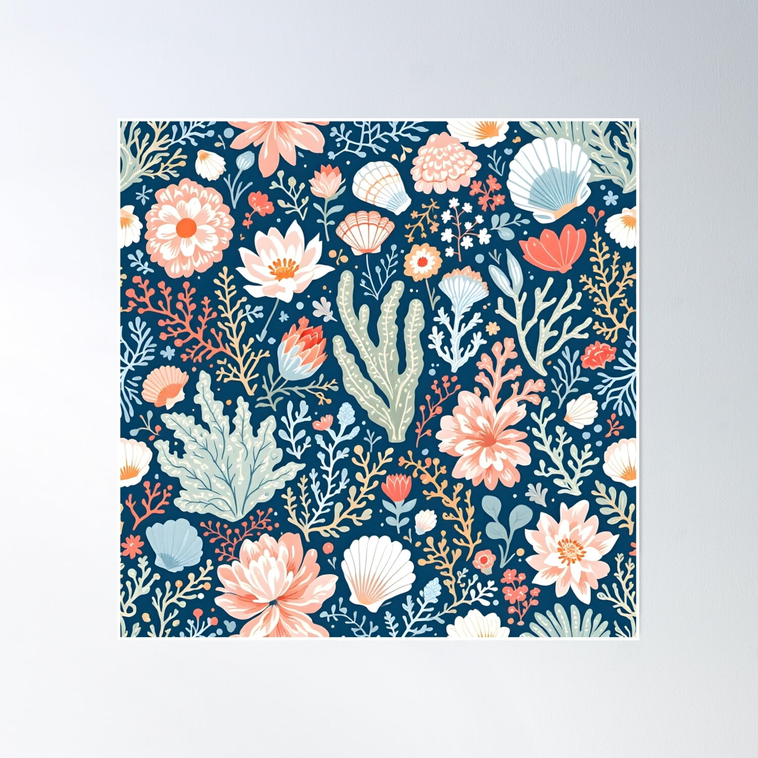 Modern Floral Throw Pillows. Coastal Floral Underwater Garden Pattern ...