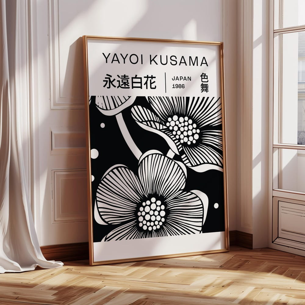 Modern Floral Wall Art Black And White, Big Flower Print For Living ...