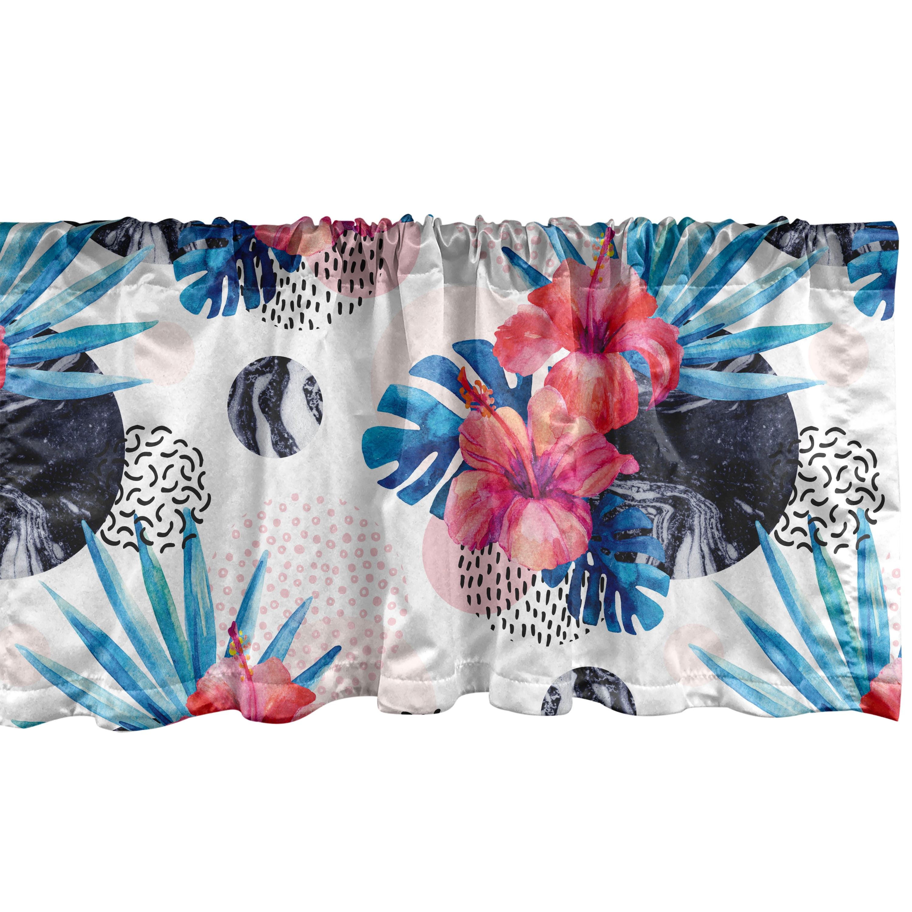 Modern Floral Window Valance, Dreamy Abstract Boho Rounds with Tropical ...