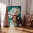 Modern Floral Woman Wall Art Surreal Beauty Portrait With White ...