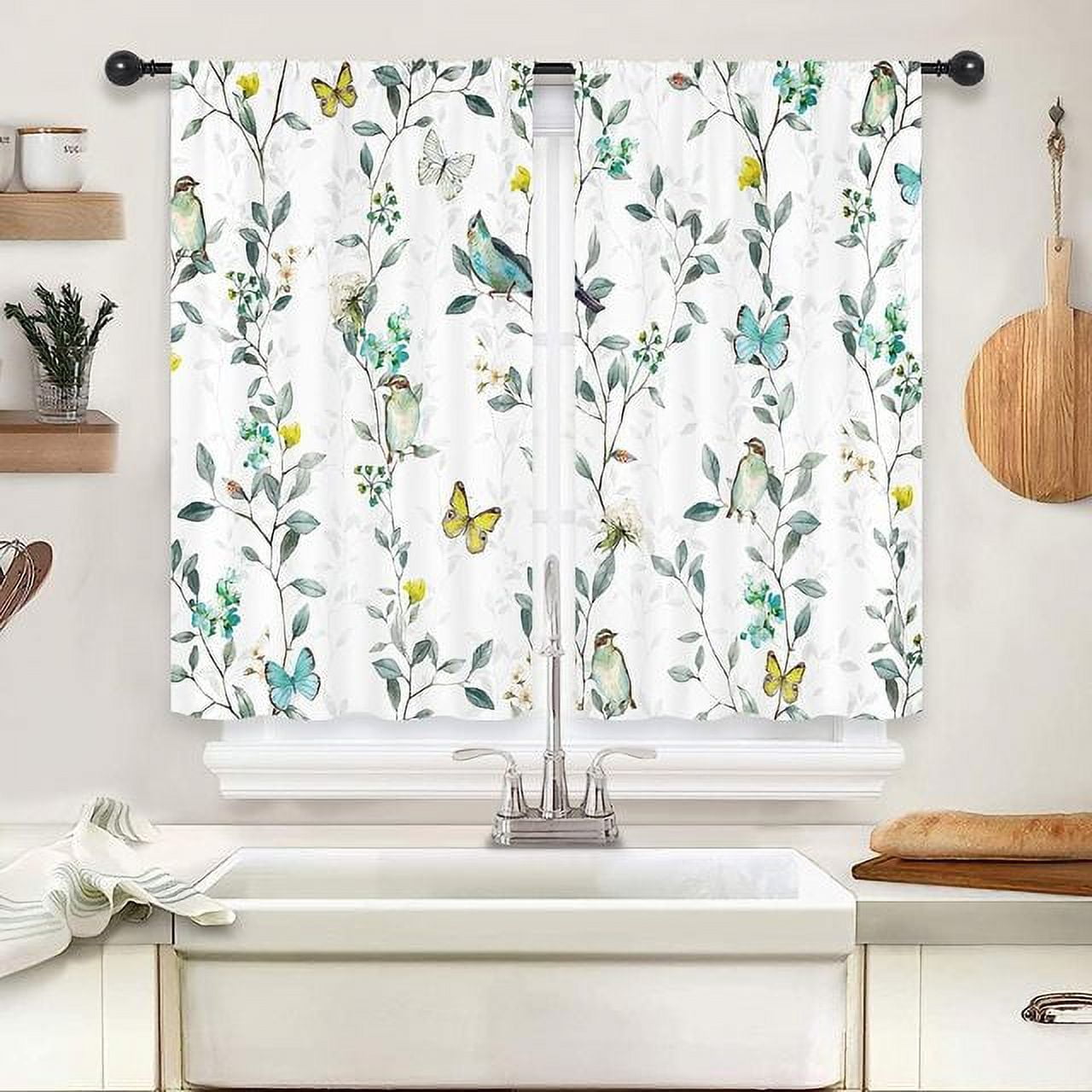 Modern Flowers Botanical Watercolor Curtains for Living Dining Room ...