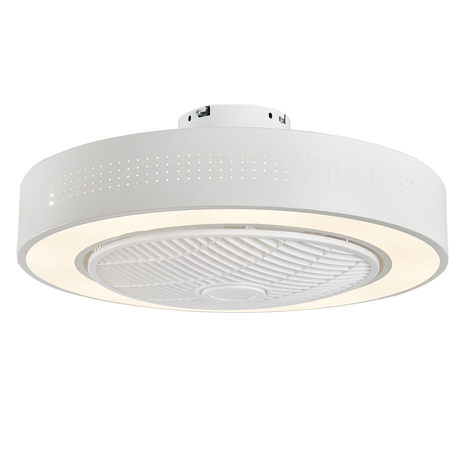 Modern Flush Mount Ceiling Fan W/ Dimmable LED Light 70W + Remote ...