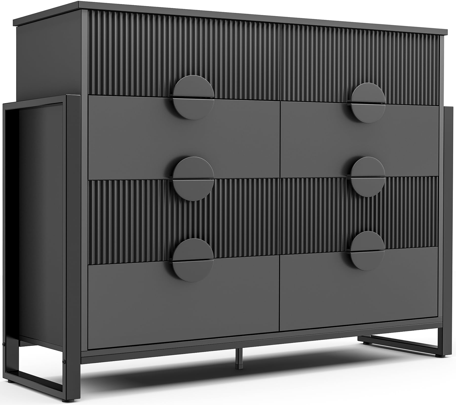 Modern Fluted 8-Drawer Dresser, Chest of Drawers Storage Cabinet for ...