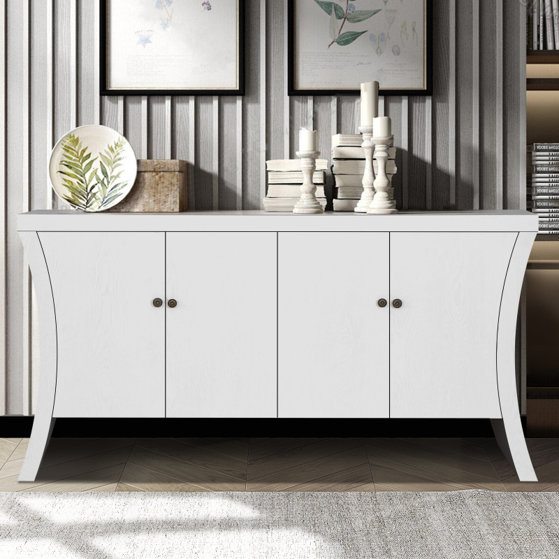 Modern Fluted Sideboard Buffet with Storage, Curve Element with Strict ...