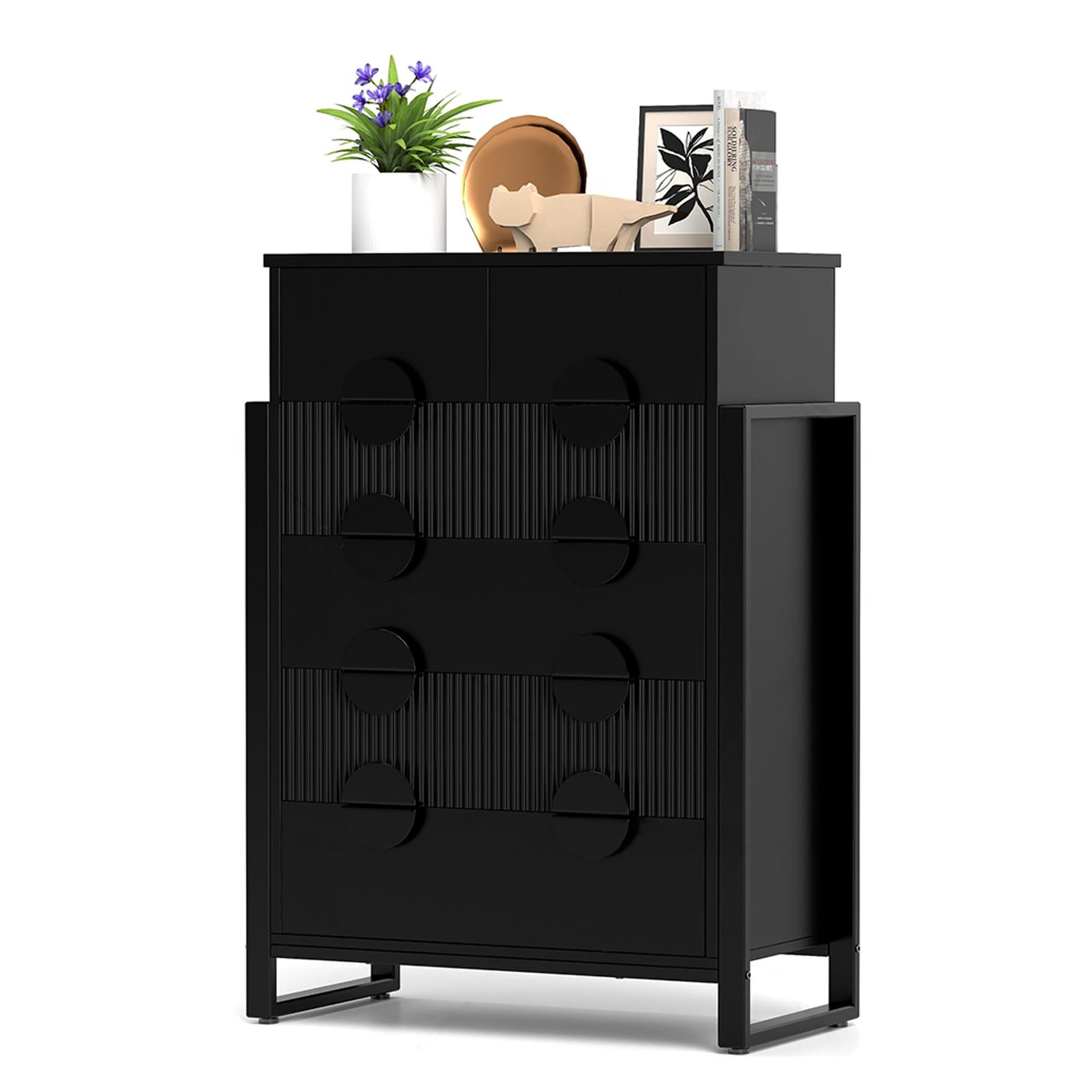 Modern Fluted tall 6-Drawer Dresser, Chest of Drawers Storage Cabinet ...