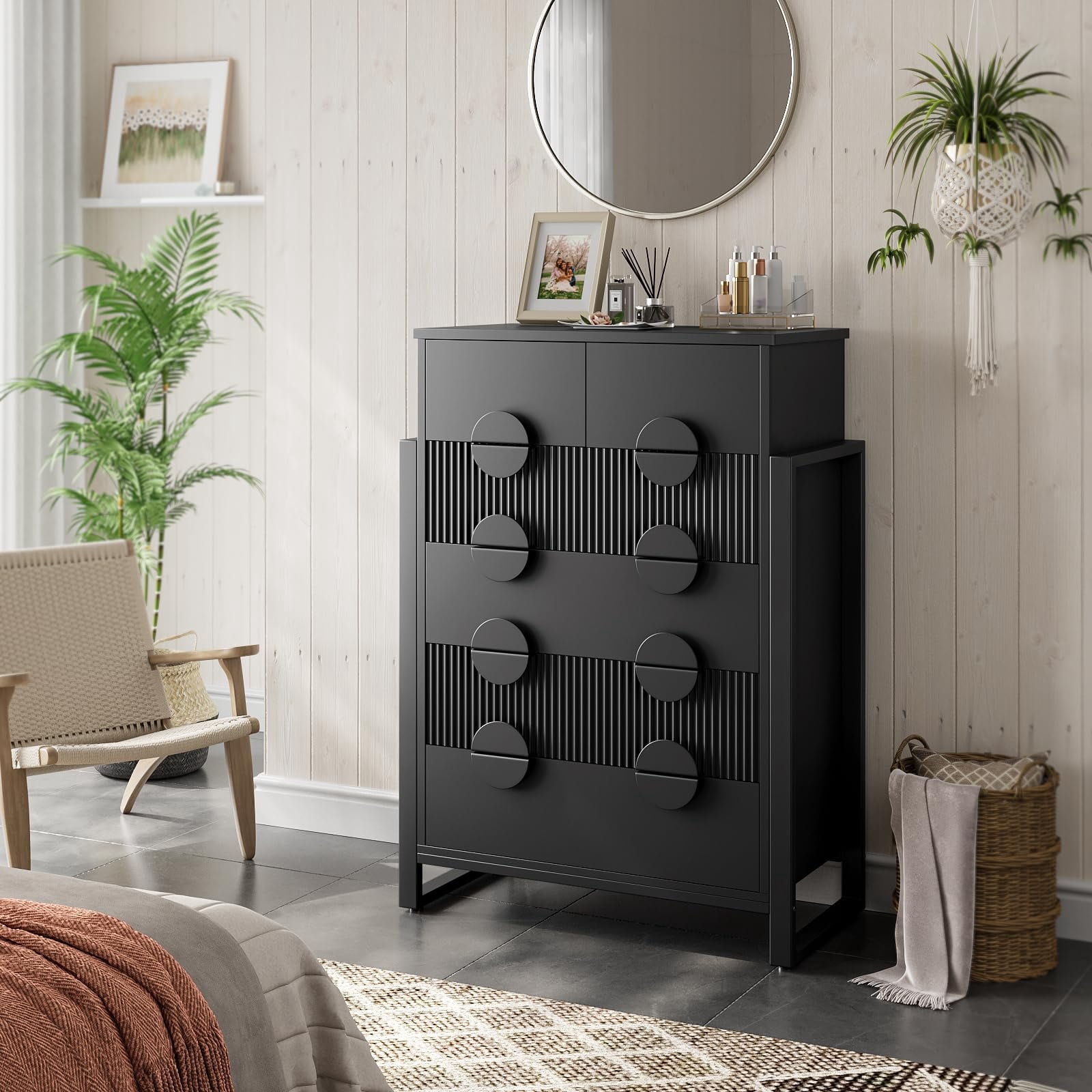 Modern Fluted tall 6-Drawer Dresser, Chest of Drawers Storage Cabinet ...