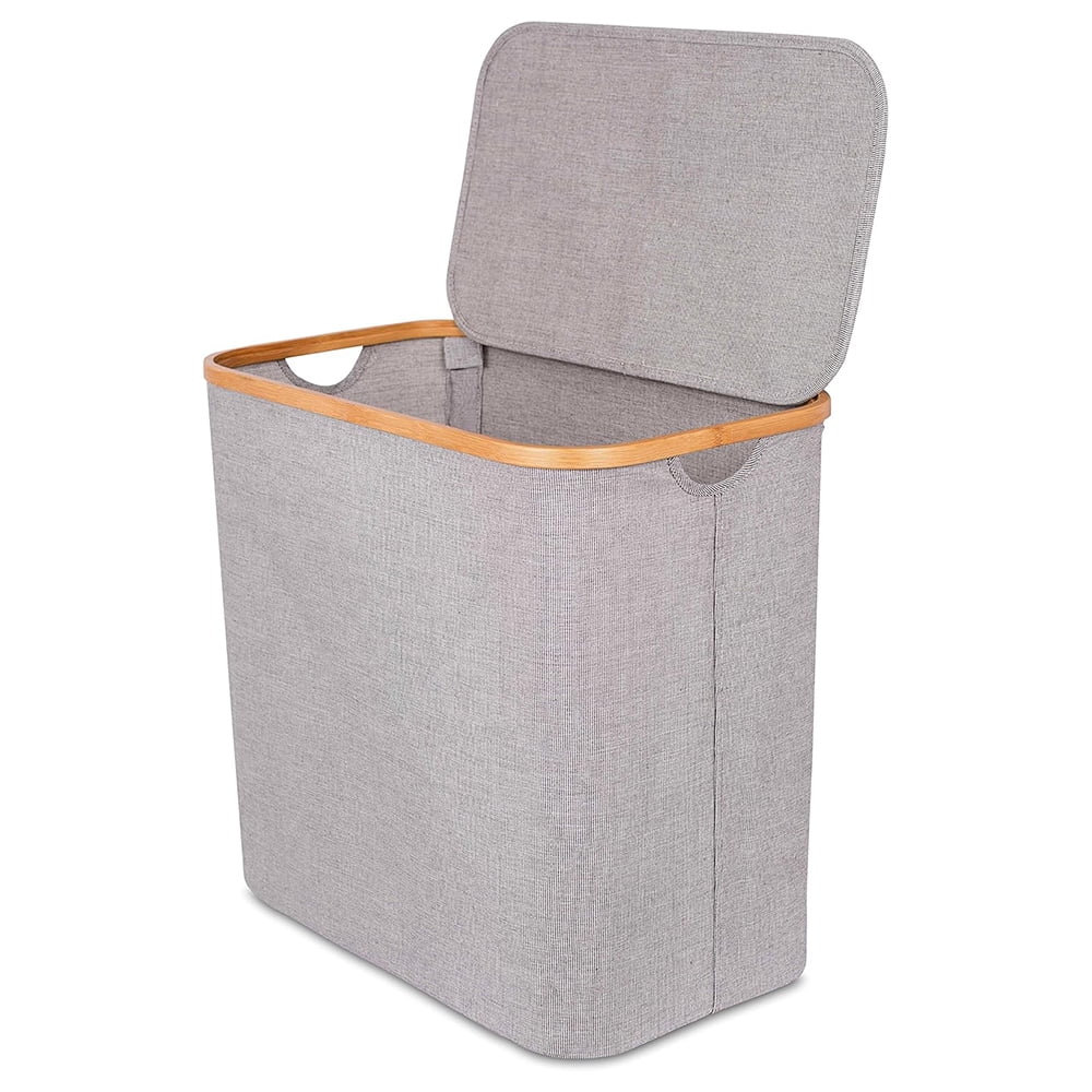 Modern Foldable Hamper, Bamboo & Canvas Hamper, Single Laundry Basket ...